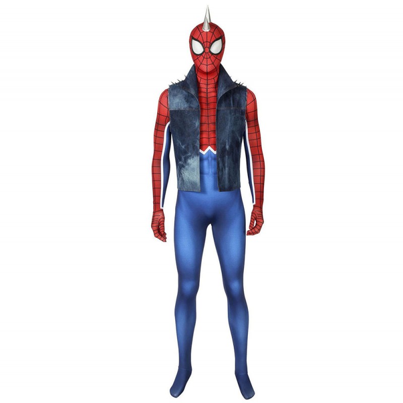PS4 Spiderman Punk Suit Spider-Man Cosplay Costume - CosSuits