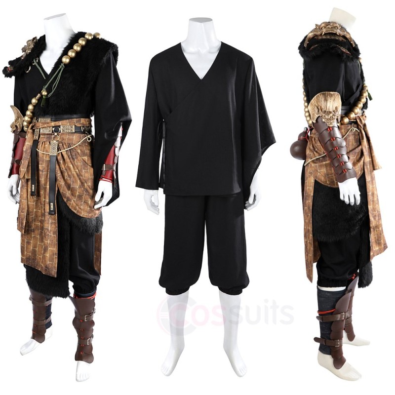 Black Myth Wukong Ebongold Silk Robe Cosplay Costumes - CosSuits