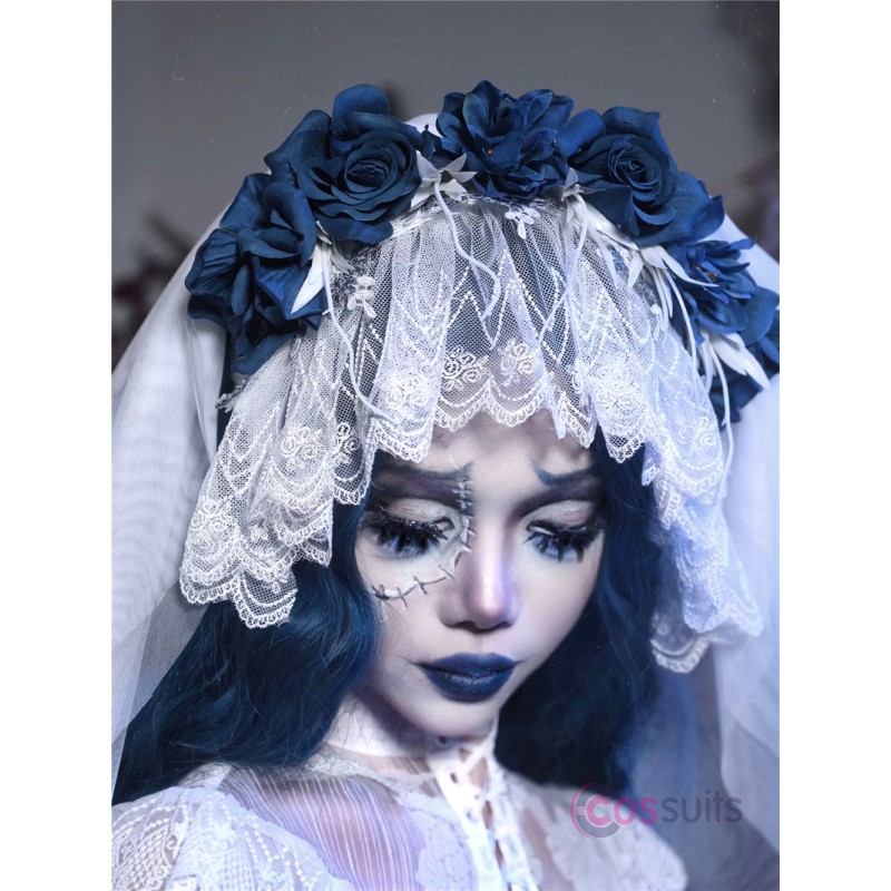 Corpse Bride Gothic Rose Veil and Lace Gloves - CosSuits