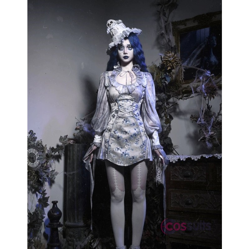 Corpse Bride Gothic Mini Dress for Halloween - CosSuits