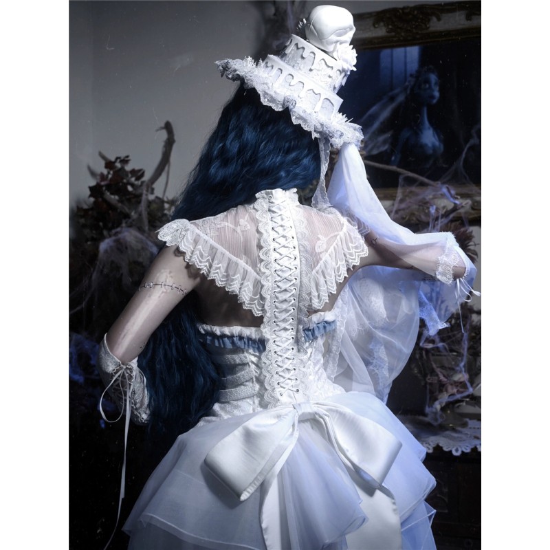 Corpse Bride Gothic Cape with Spine Detail and Outer Skirt - CosSuits
