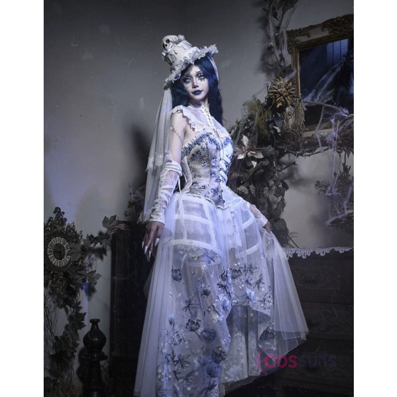 Corpse Bride Gothic Cape with Spine Detail and Outer Skirt - CosSuits