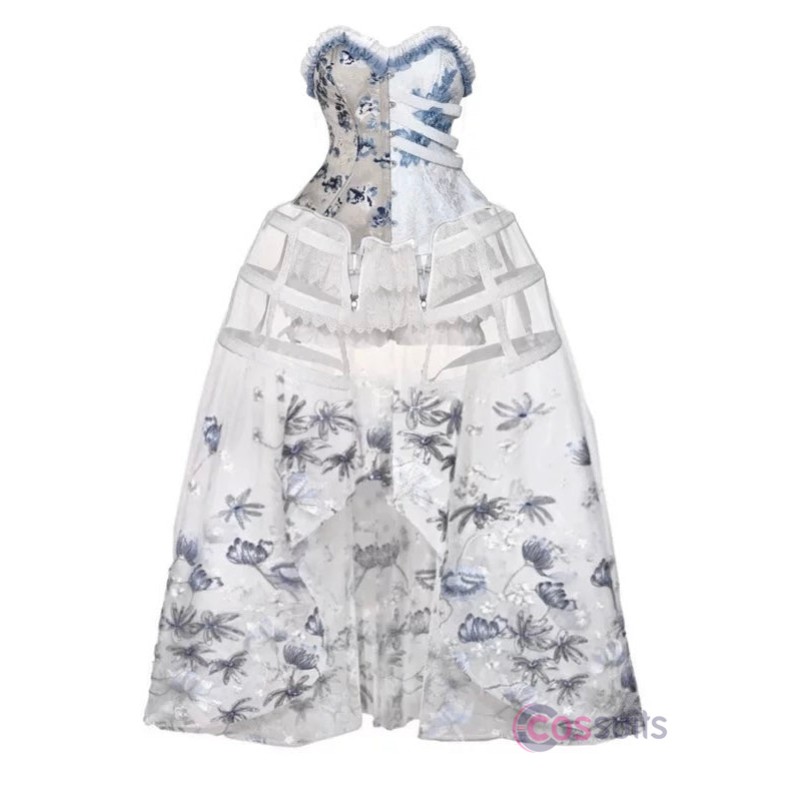 Corpse Bride Halloween Gothic Corset Top with Petticoat - CosSuits