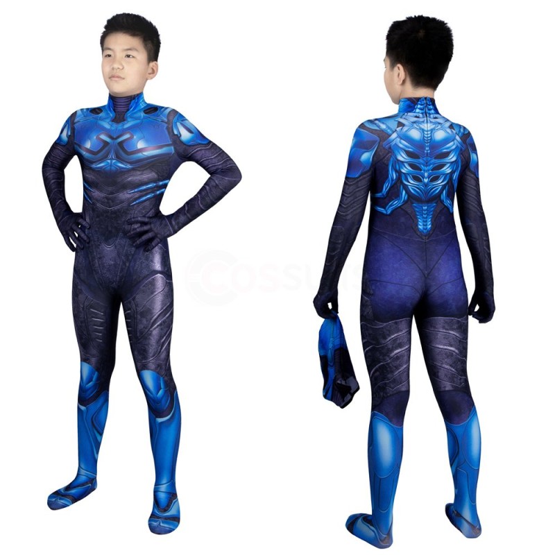 Kids Blue Beetle Cosplay Costumes Jaime Reyes Cosplay Suit - CosSuits