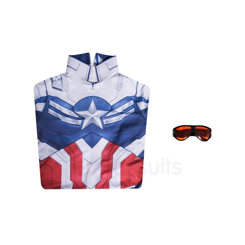 Sam Wilson Captain America Brave New World Cosplay Costume with Glasses ...