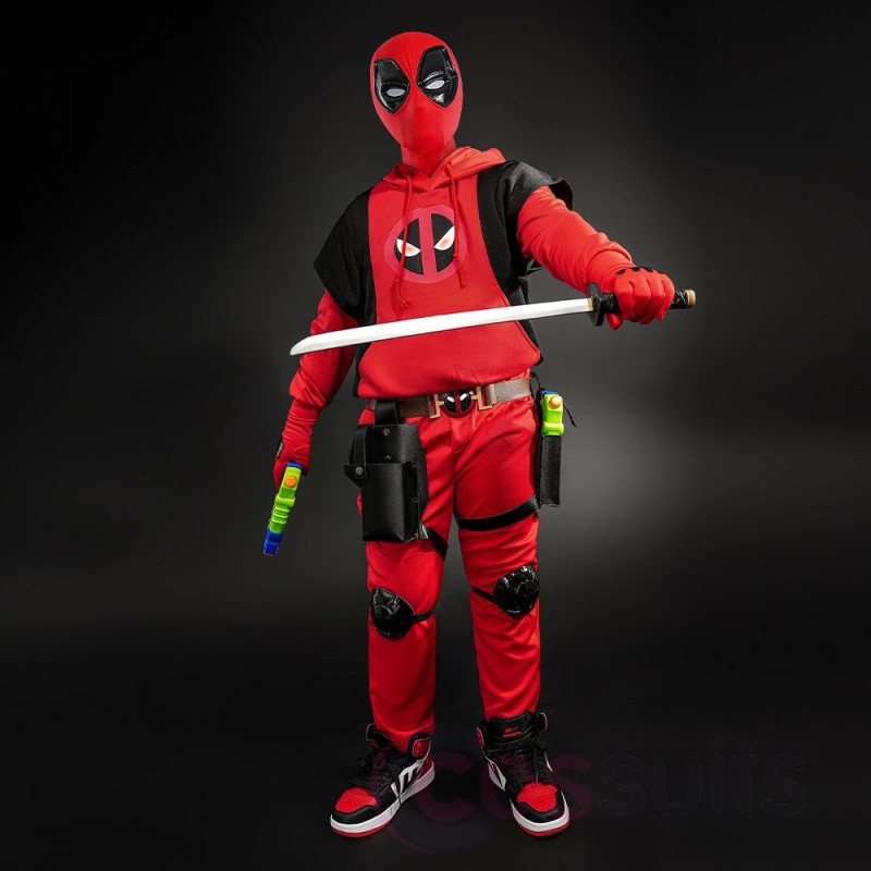 Kids Deadpool 3 Cosplay Costume Wade Winston Hoodies - CosSuits
