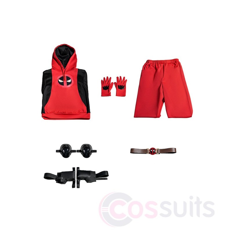 Kids Deadpool 3 Cosplay Costume Wade Winston Hoodies - CosSuits