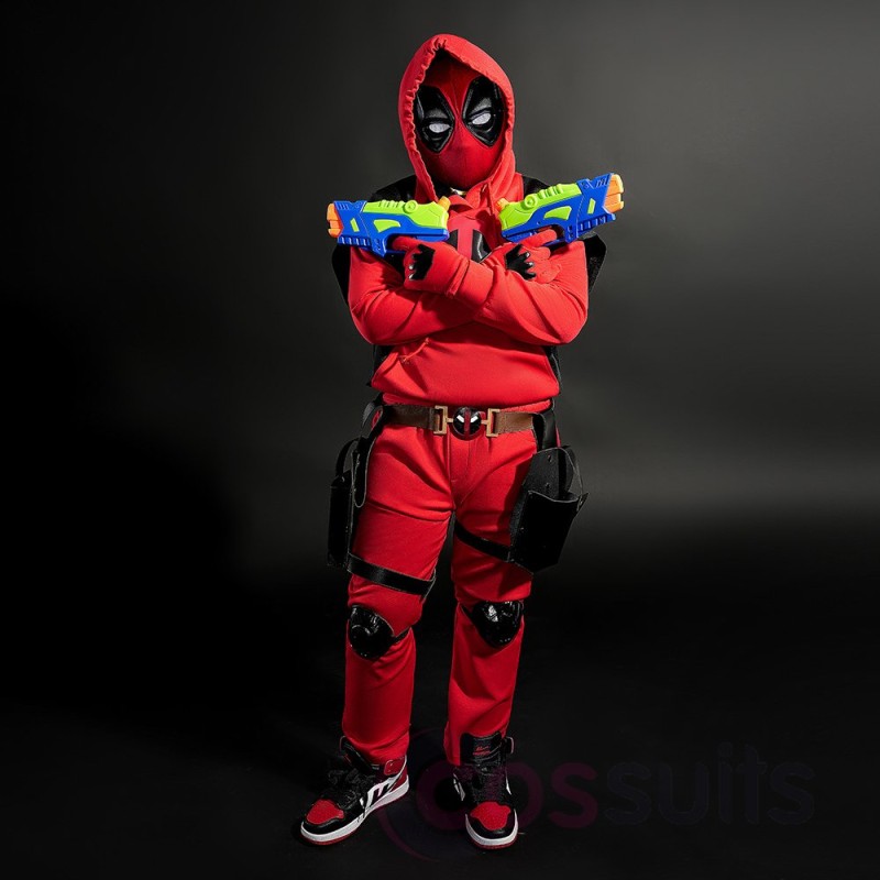 Kids Deadpool 3 Cosplay Costume Wade Winston Hoodies - CosSuits