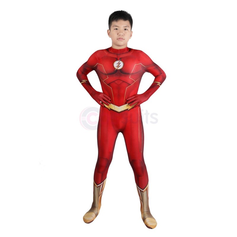 Kids TF season 8 Barry Allen Cosplay Jumpsuit - CosSuits