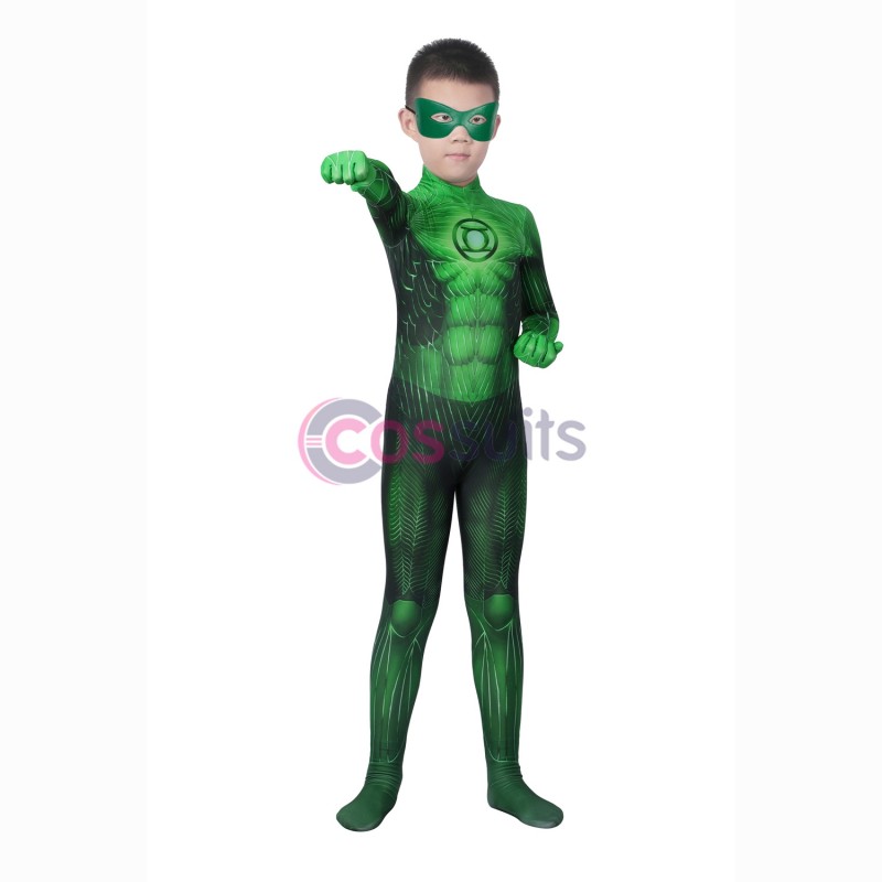 Kids Jordan Green Cosplay Bodysuit Hal Jordan Cosplay Suits - CosSuits
