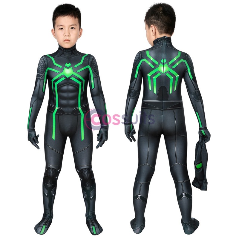 Kids Spider-man Green Cosplay Costume Spiderman PS4 Stealth Big Time ...