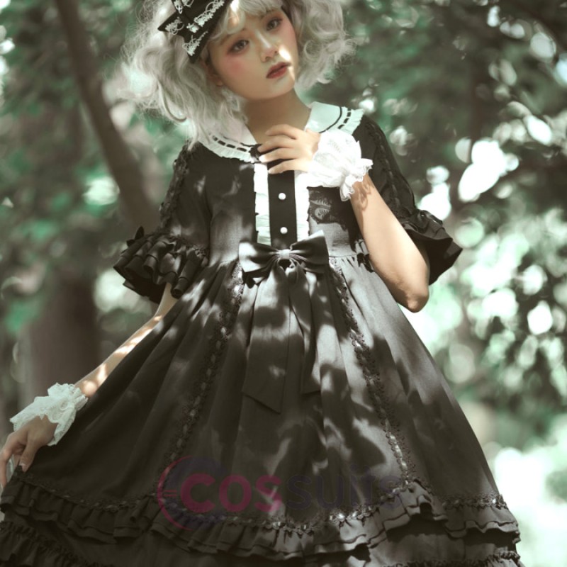 Royal Vintage Gothic Lolita Dress with Short Sleeves - CosSuits
