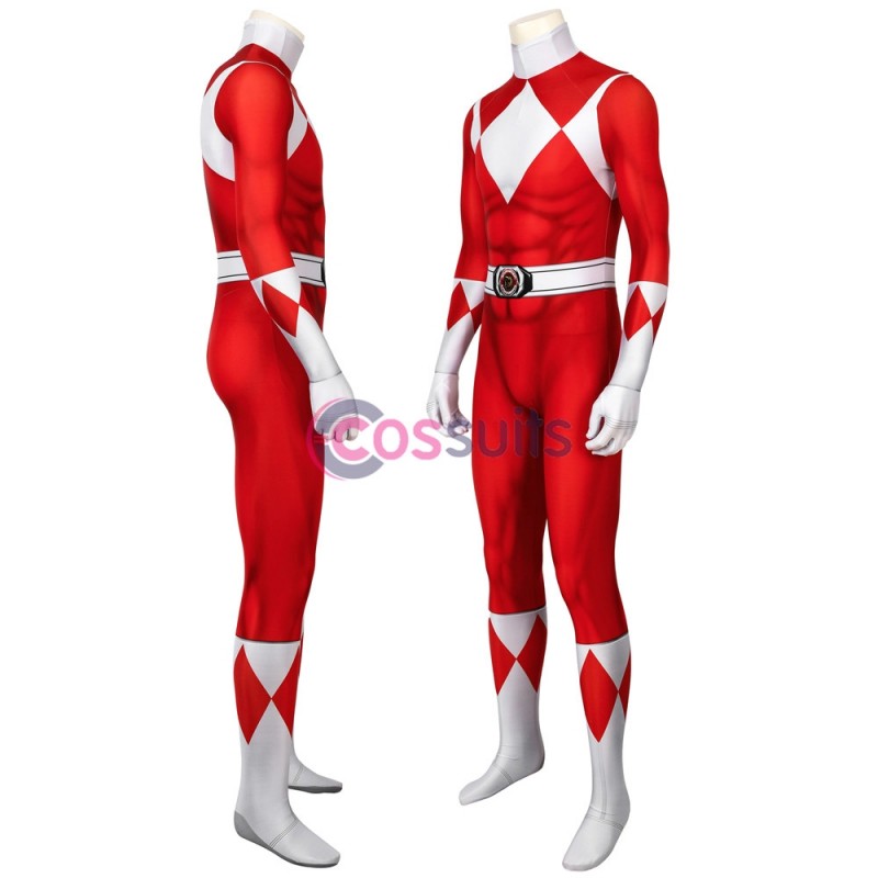 Red Mighty Morphin Suit Power Rangers Cosplay Costume - CosSuits