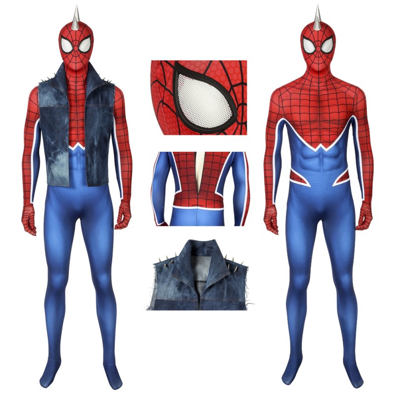 PS4 Spiderman Punk Suit Spider-Man Cosplay Costume - CosSuits