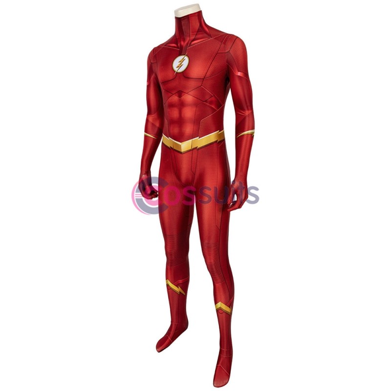 TF Season 5 Barry Allen Cosplay Costume Jumpsuit With Mask - CosSuits