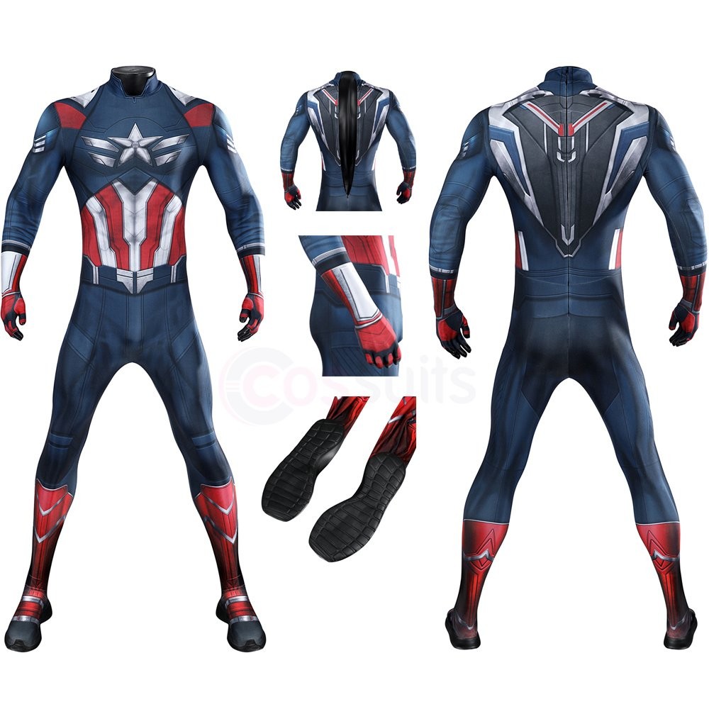 Sam Wilson Captain America Brave New World Cosplay Costume Printed ...