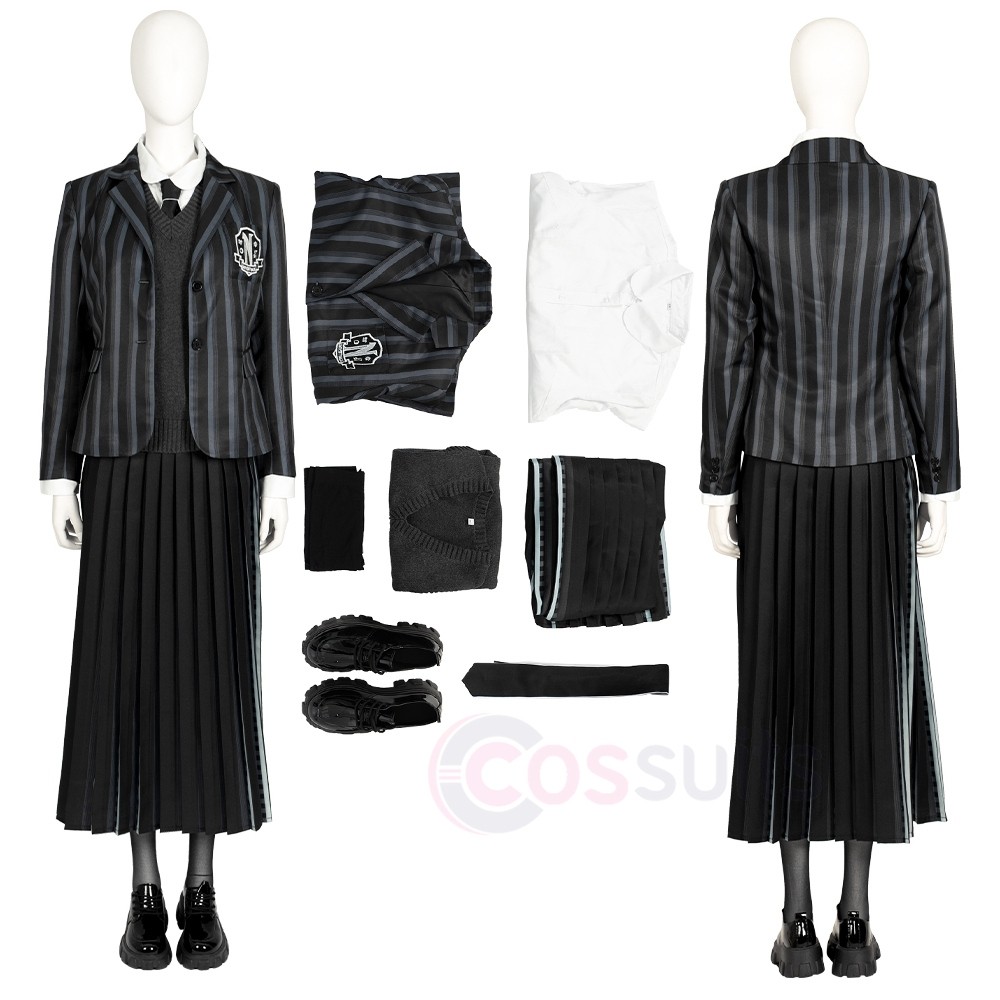 The Addams Family Cosplay Costumes Wednesday Addams Halloween Outfit ...